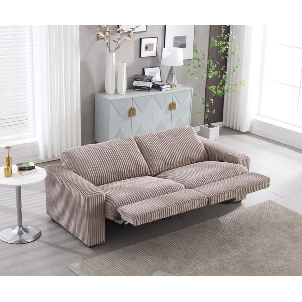 Latitude Run® Annistyn 86.6'' Wide Modern Corduroy Square Arm Power Reclining Loveseat With USB ...